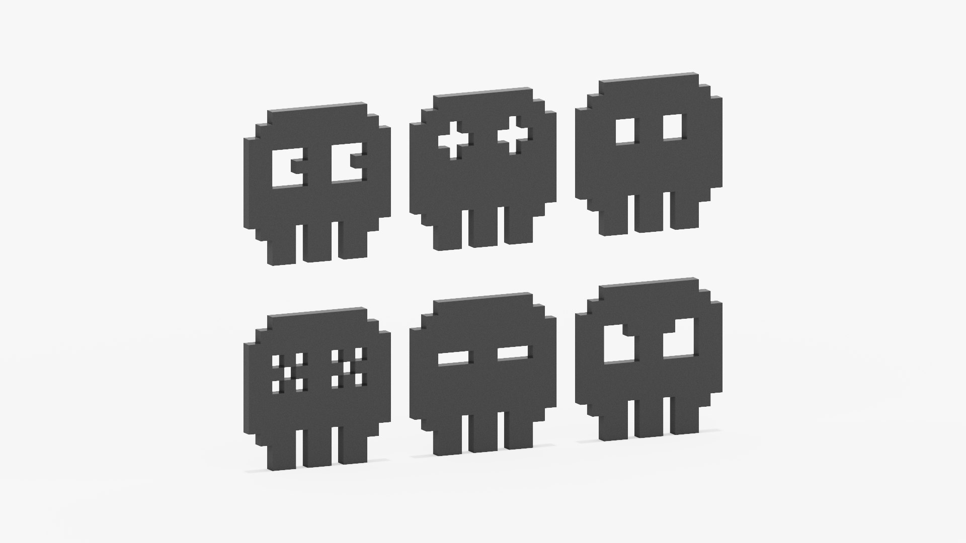 Pixelated 8 Bit Skull Icons Set 3D Model - TurboSquid 2220637