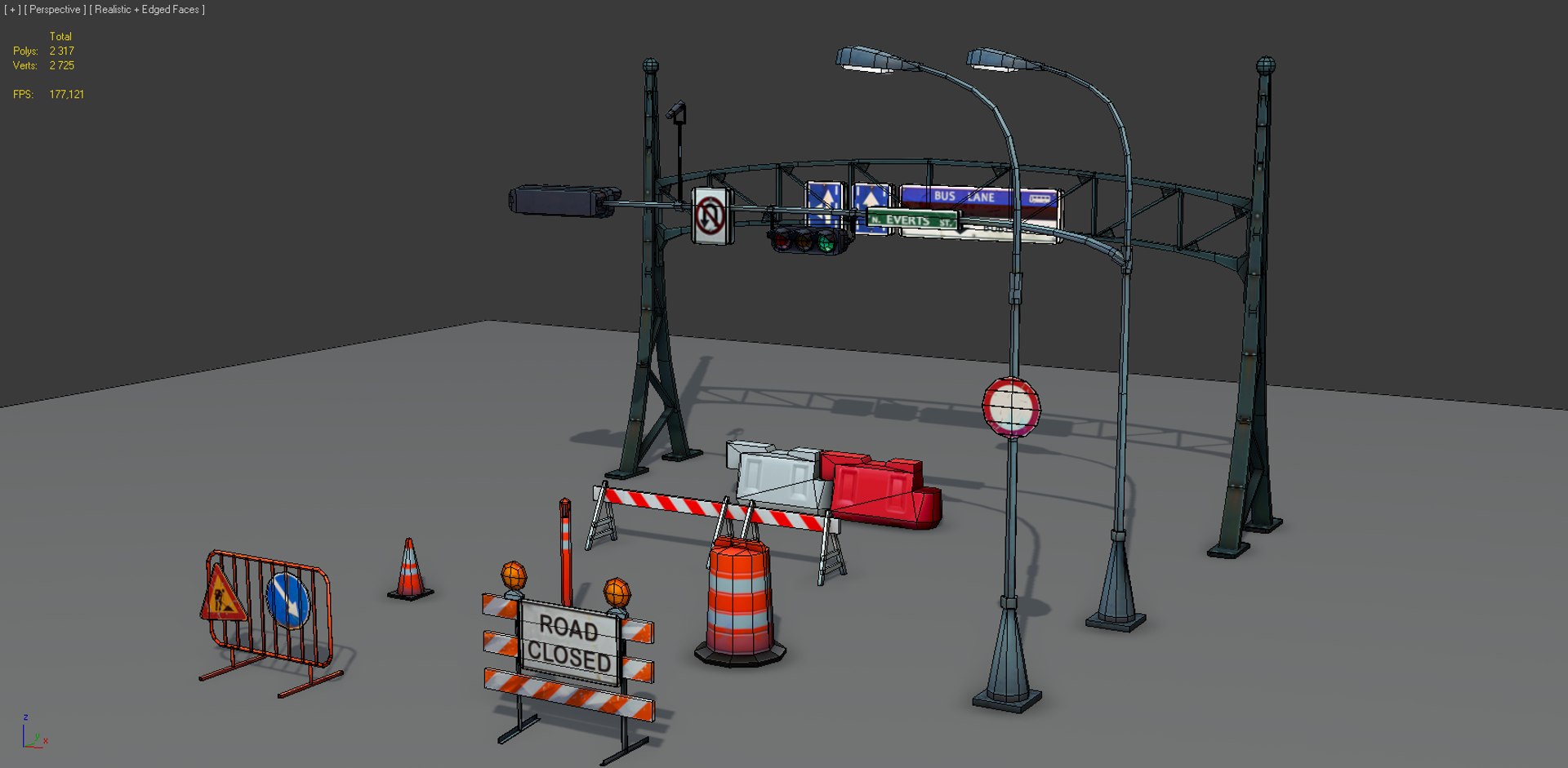 3d Model Road Objects Pack