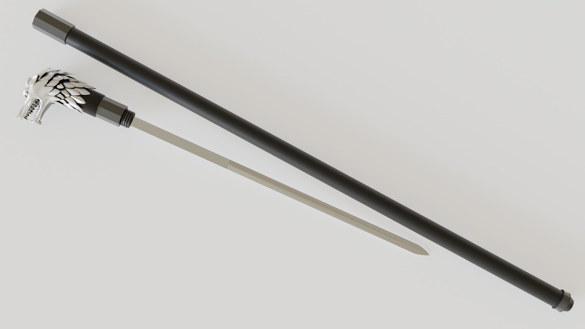 3D Swordcane With Wolf Head Model - TurboSquid 1740780