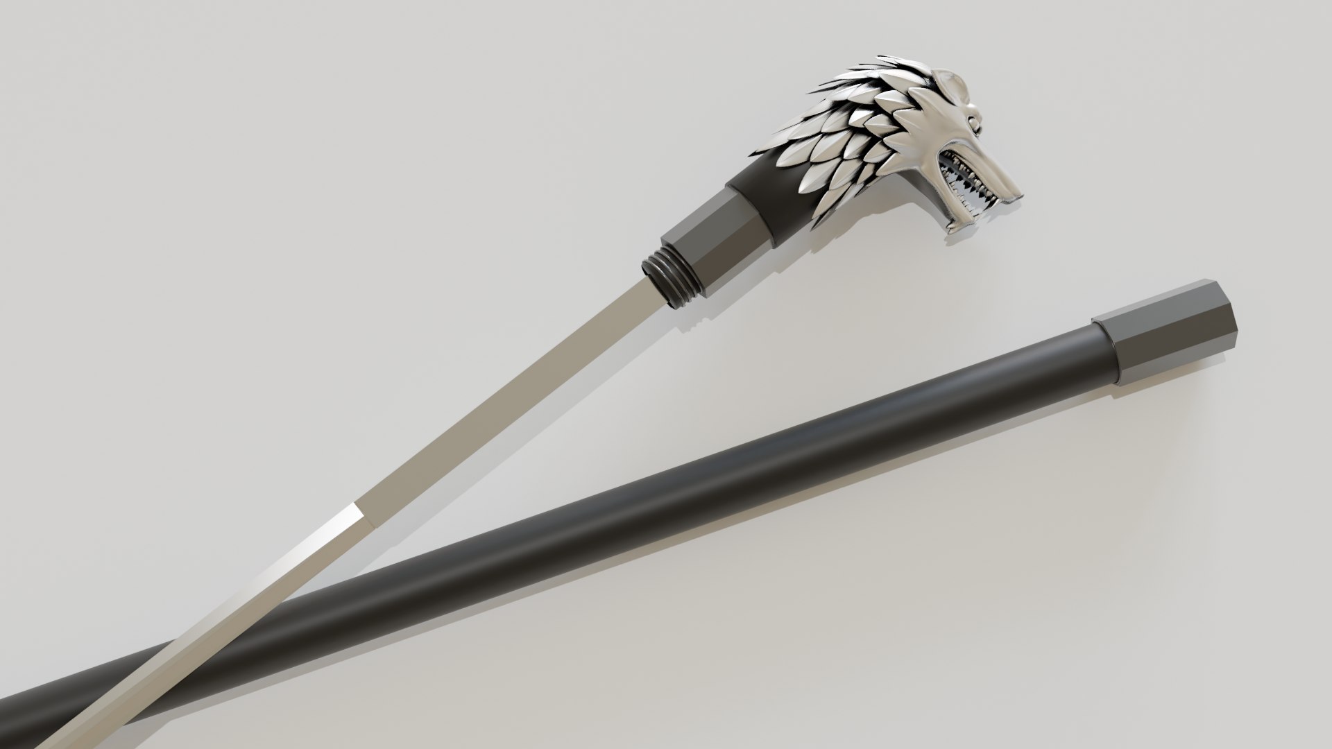 3D Swordcane With Wolf Head Model - TurboSquid 1740780