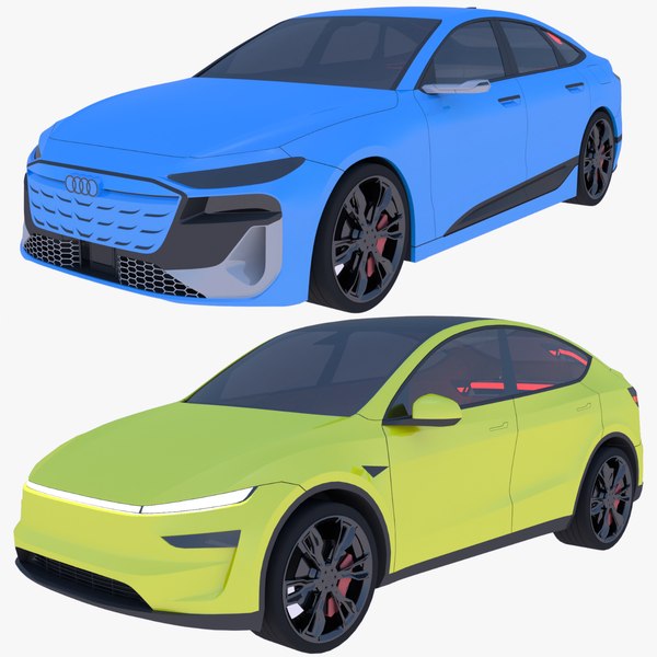 modelo 3d Tesla Juniper y Audi A6 e-tron - TurboSquid 2386553