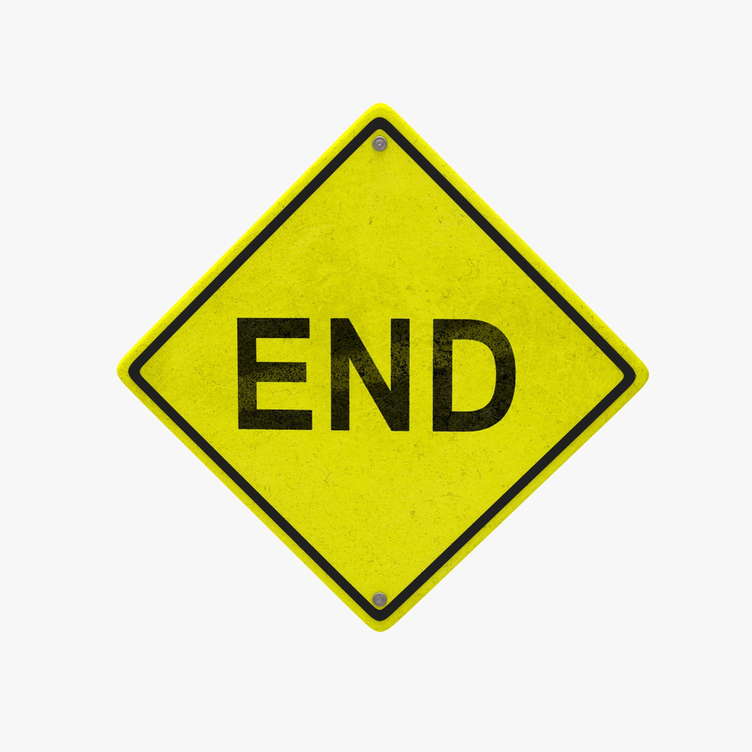 3D Warning End Road Sign - TurboSquid 1163604