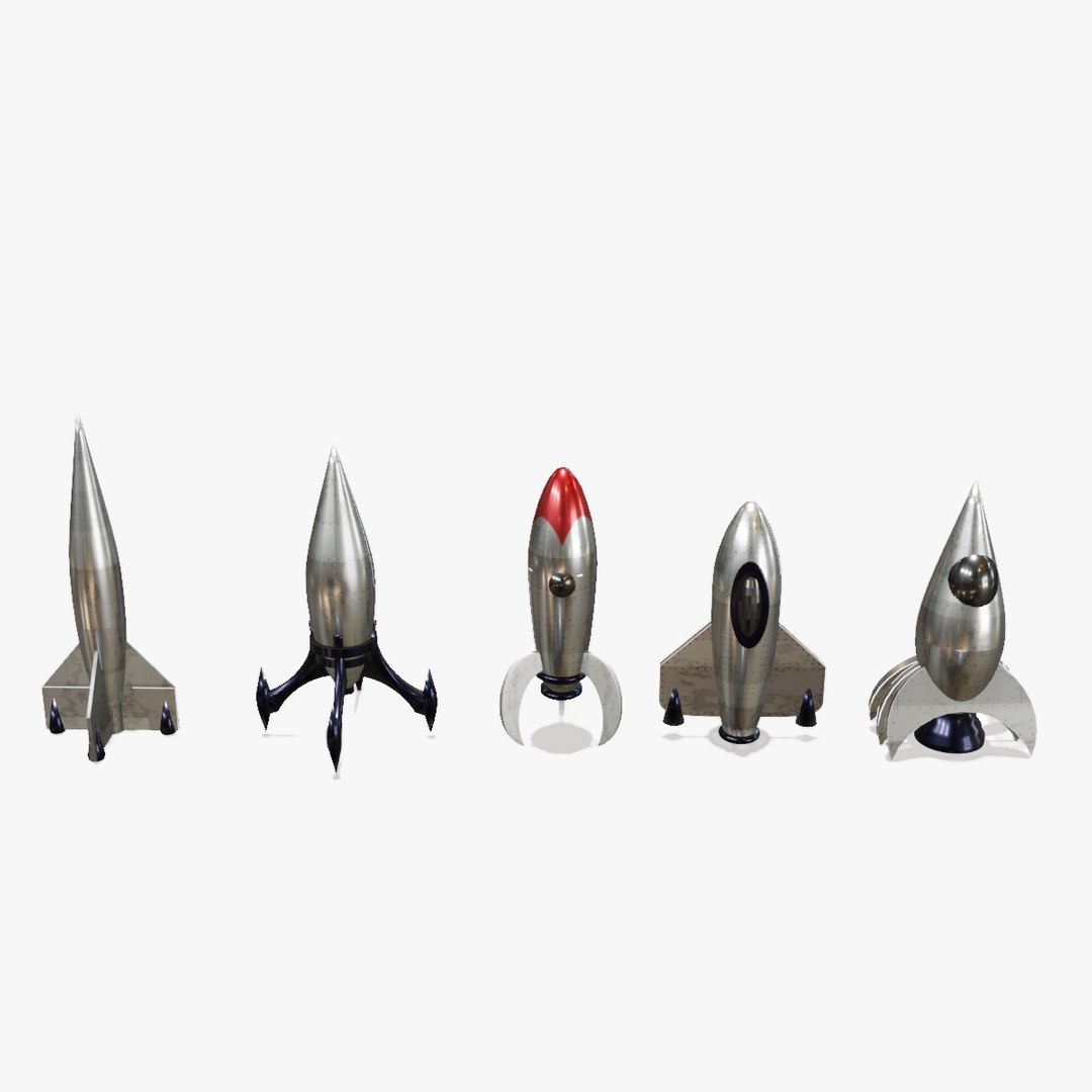 3D Model Retro-style Rocket Collection - TurboSquid 2112168