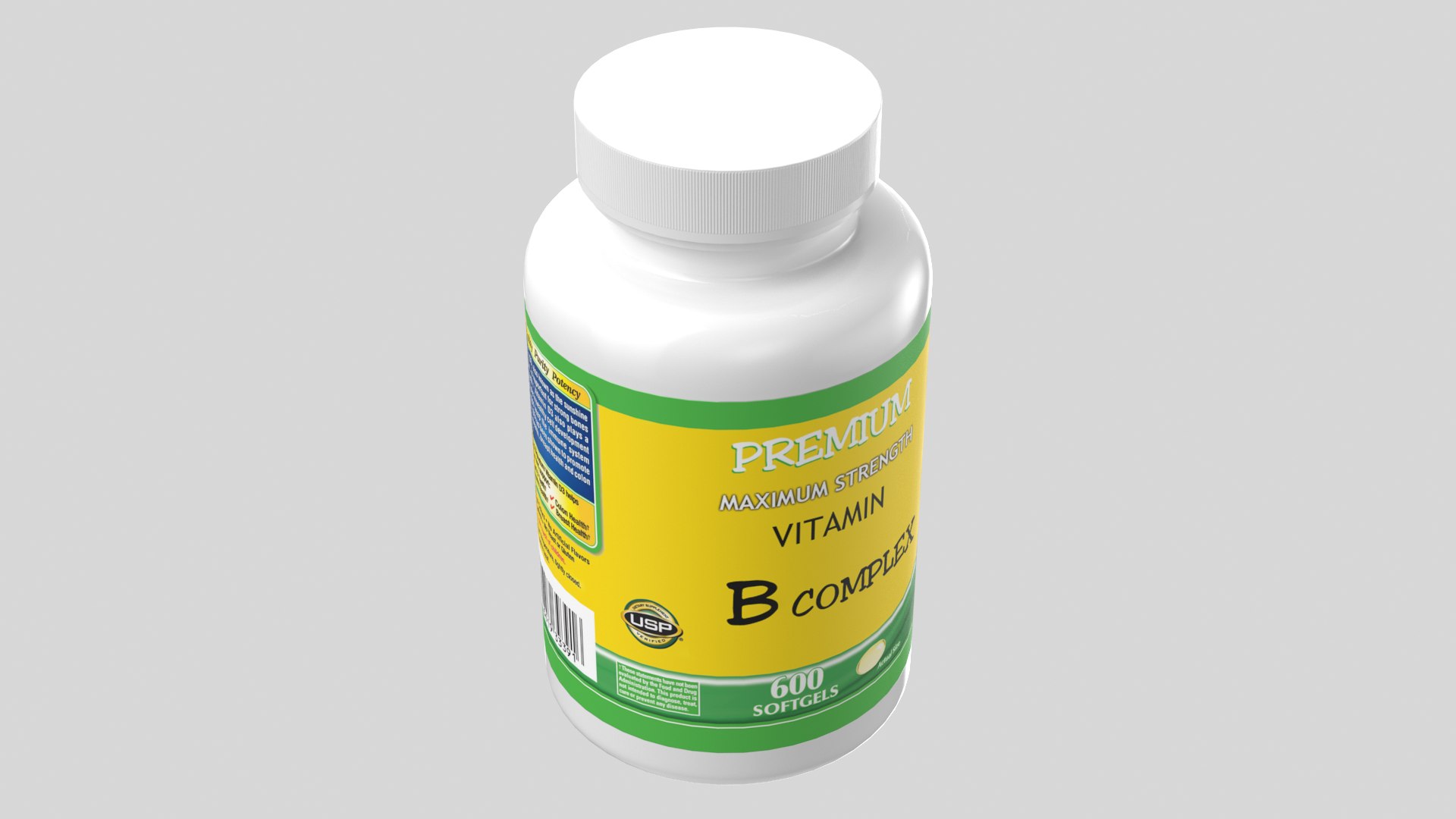 3D Vitamin B Complex Bottle Model - TurboSquid 1835475