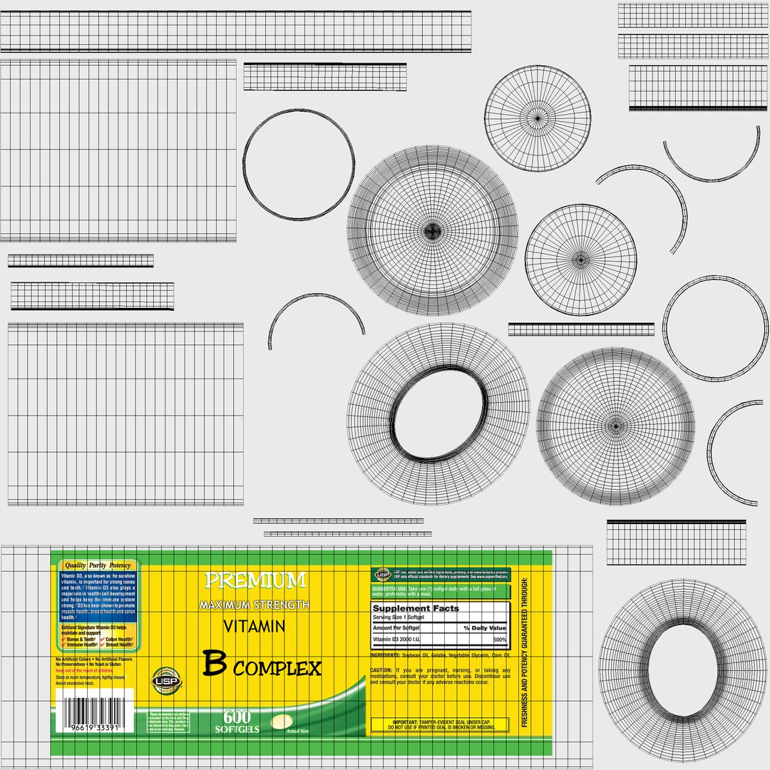 3D Vitamin B Complex Bottle Model - TurboSquid 1835475