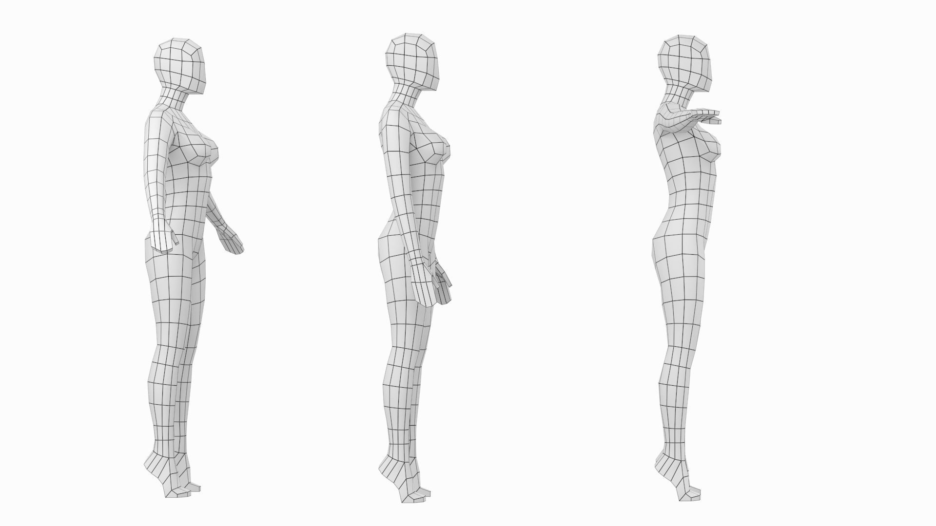 Natural Female On Toes In 3 Modeling Poses Base Mesh 3D - TurboSquid ...