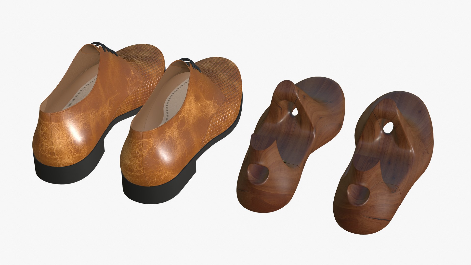 Realistic Leather Shoes Yellow model - TurboSquid 1932420