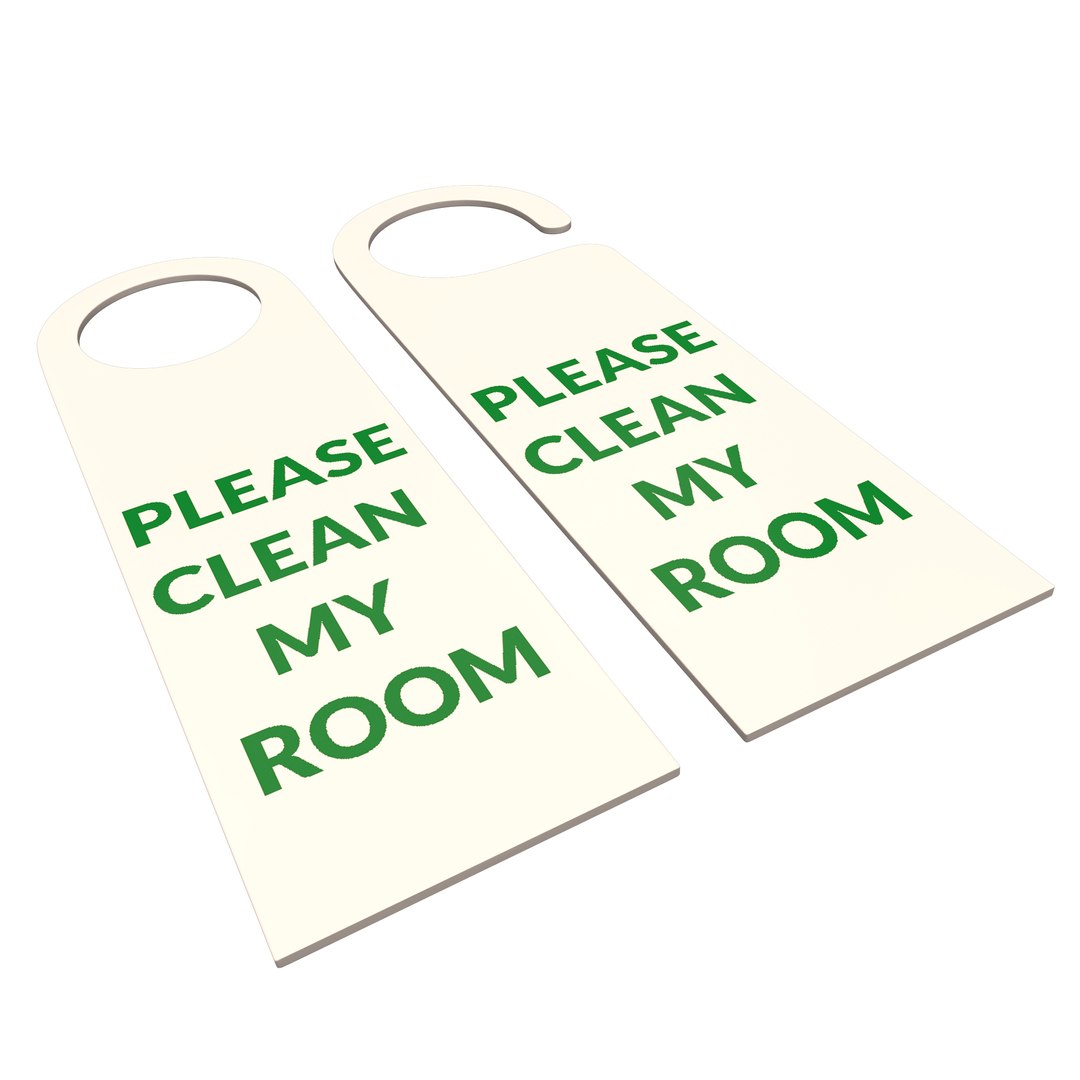 3D Door Hanger Tag Please Clean My Room - TurboSquid 2026618