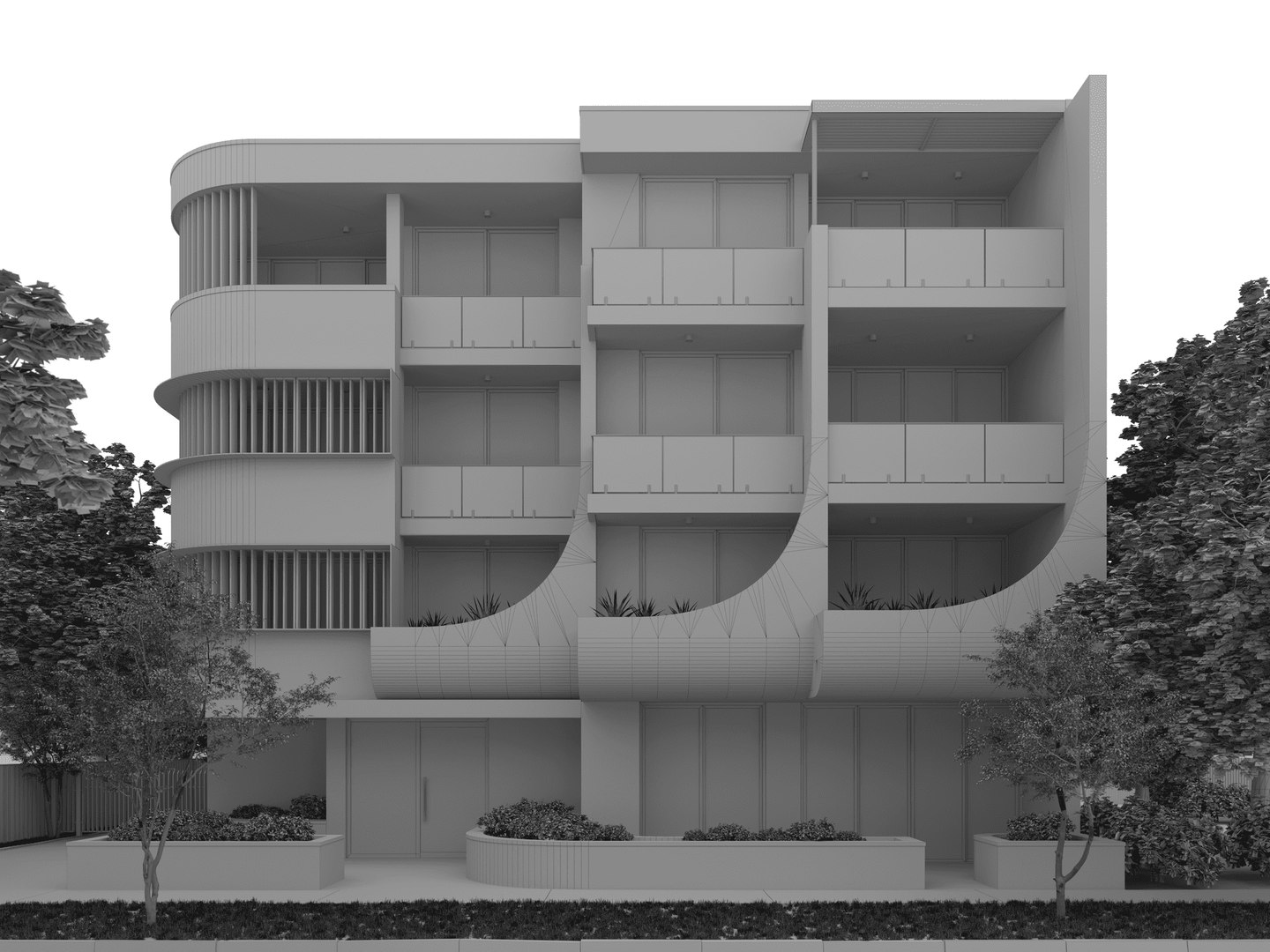 3D Residential Building Exterior Scene 3D Model - TurboSquid 2005126