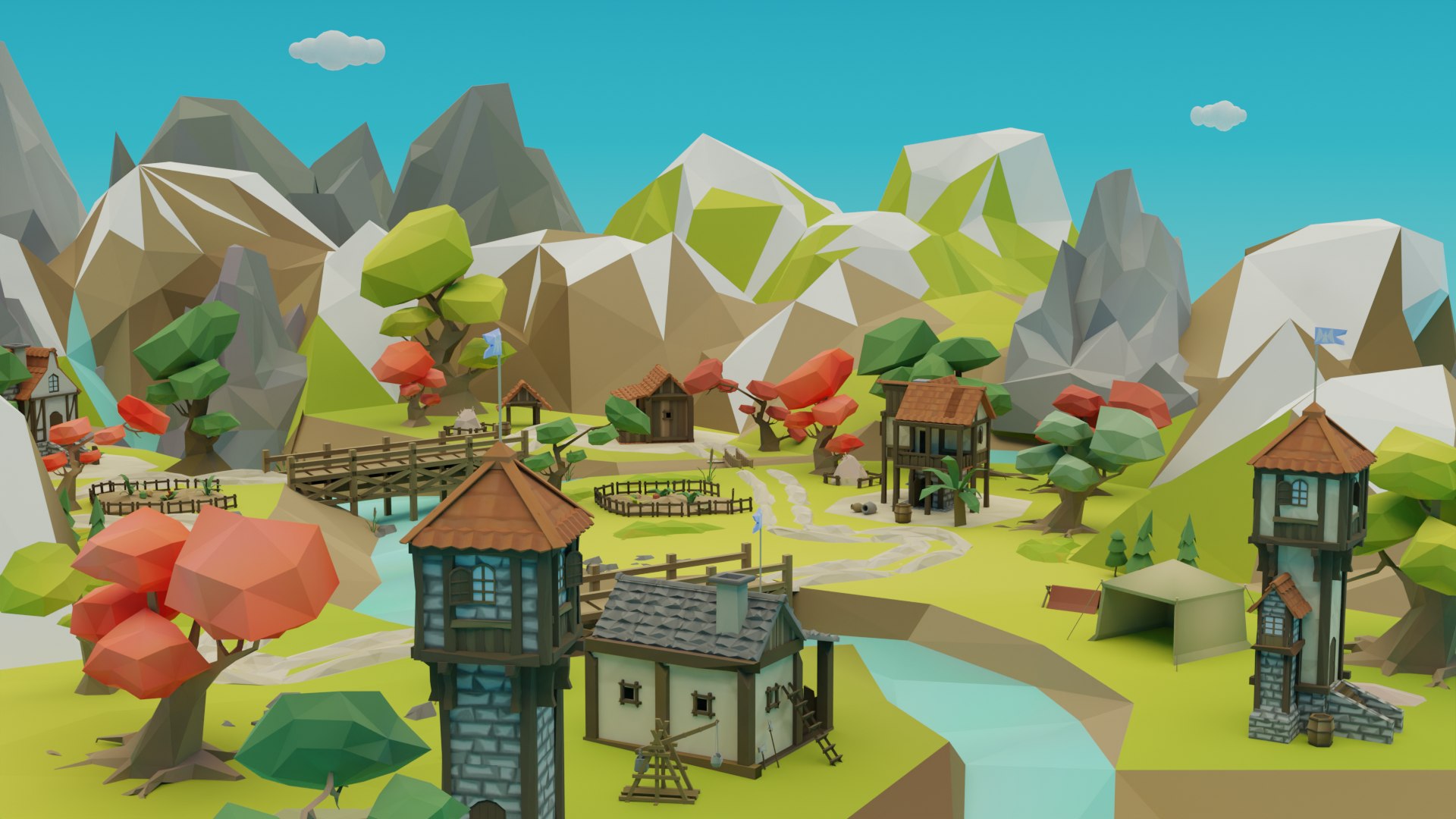 Middle Age PolyArt Environment Modular 3D - TurboSquid 2005910