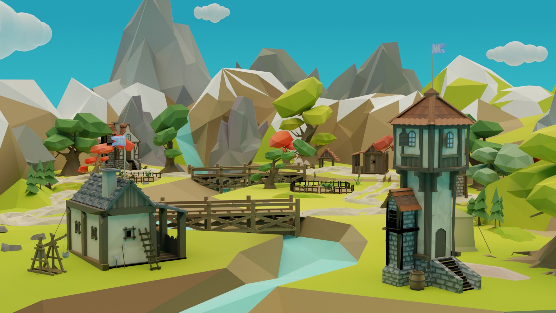 Middle Age PolyArt Environment Modular 3D - TurboSquid 2005910