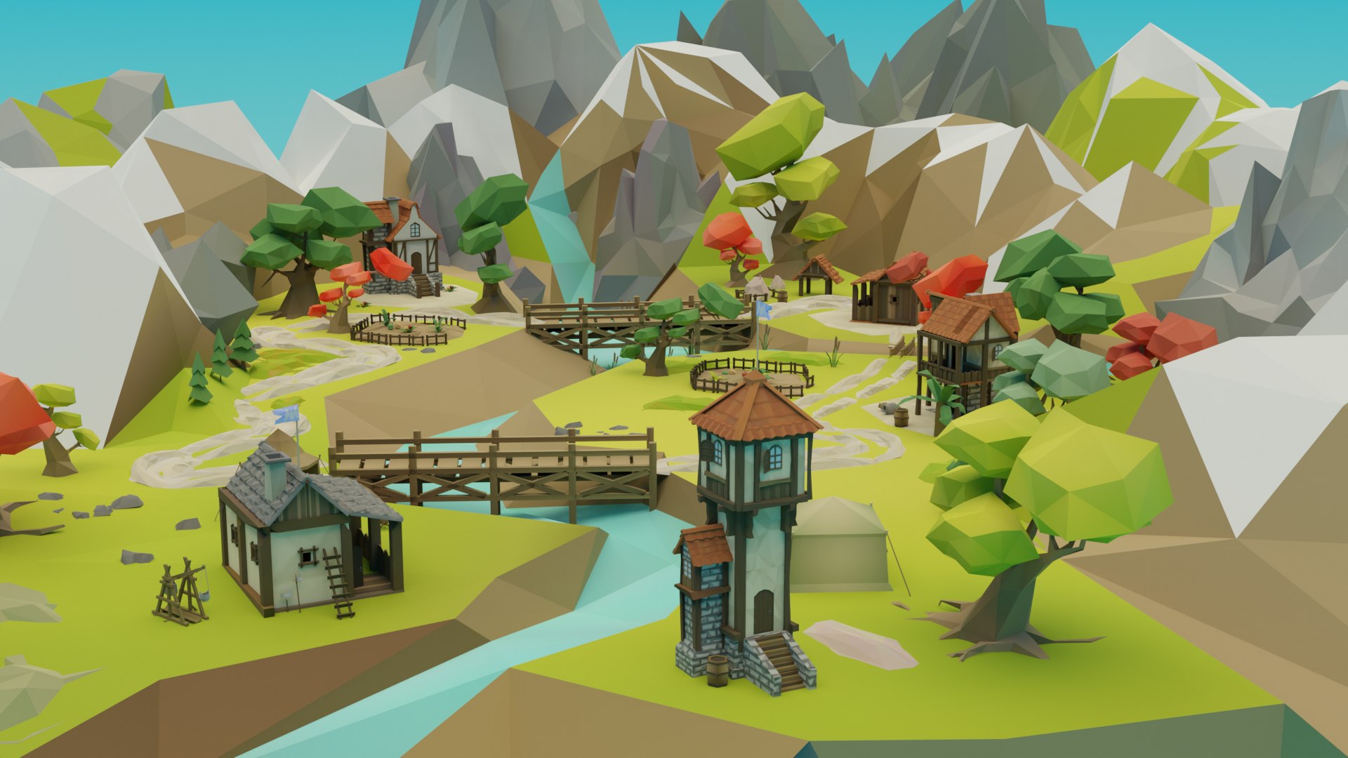 Middle Age PolyArt Environment Modular 3D - TurboSquid 2005910