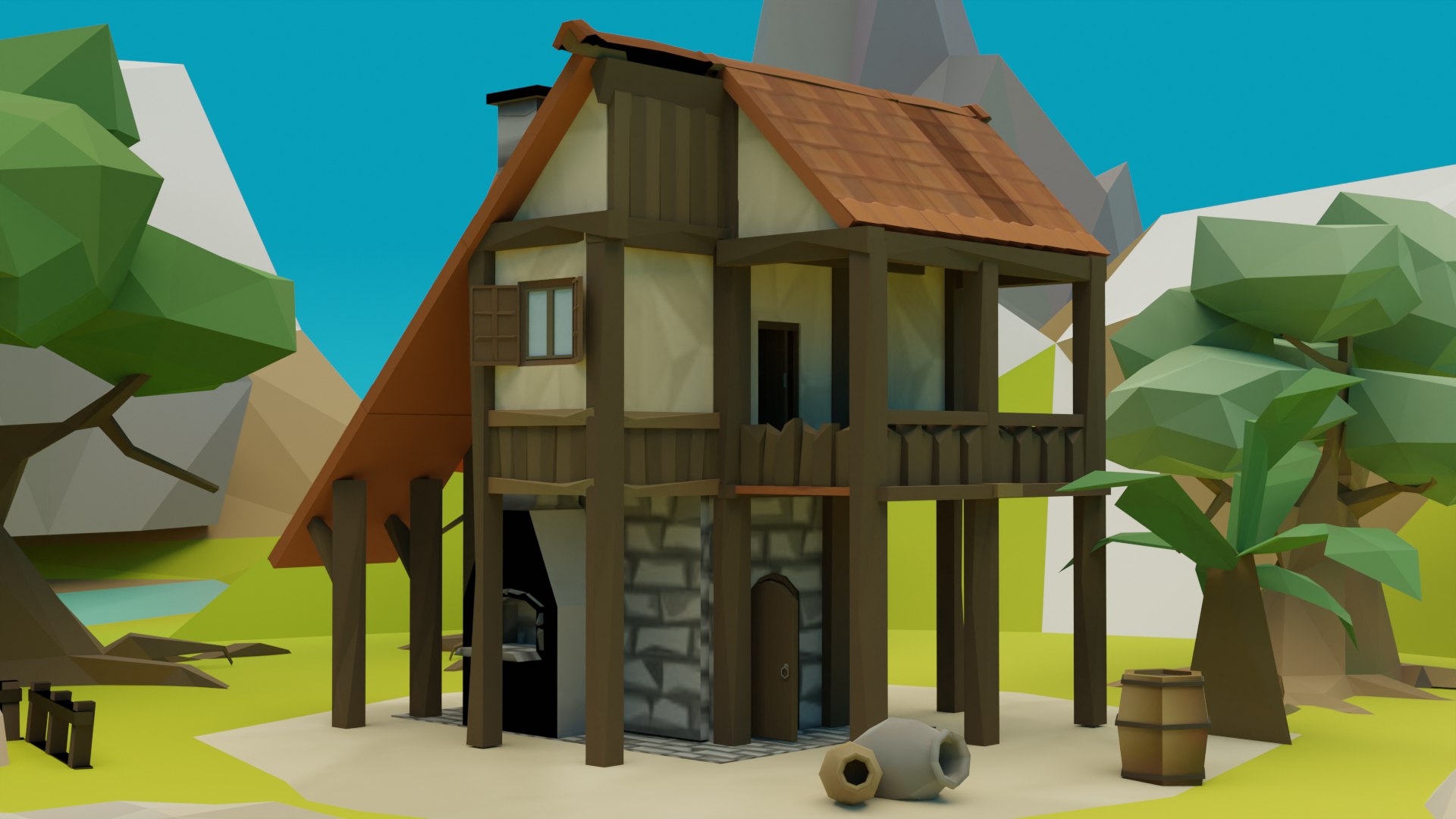 Middle Age PolyArt Environment Modular 3D - TurboSquid 2005910