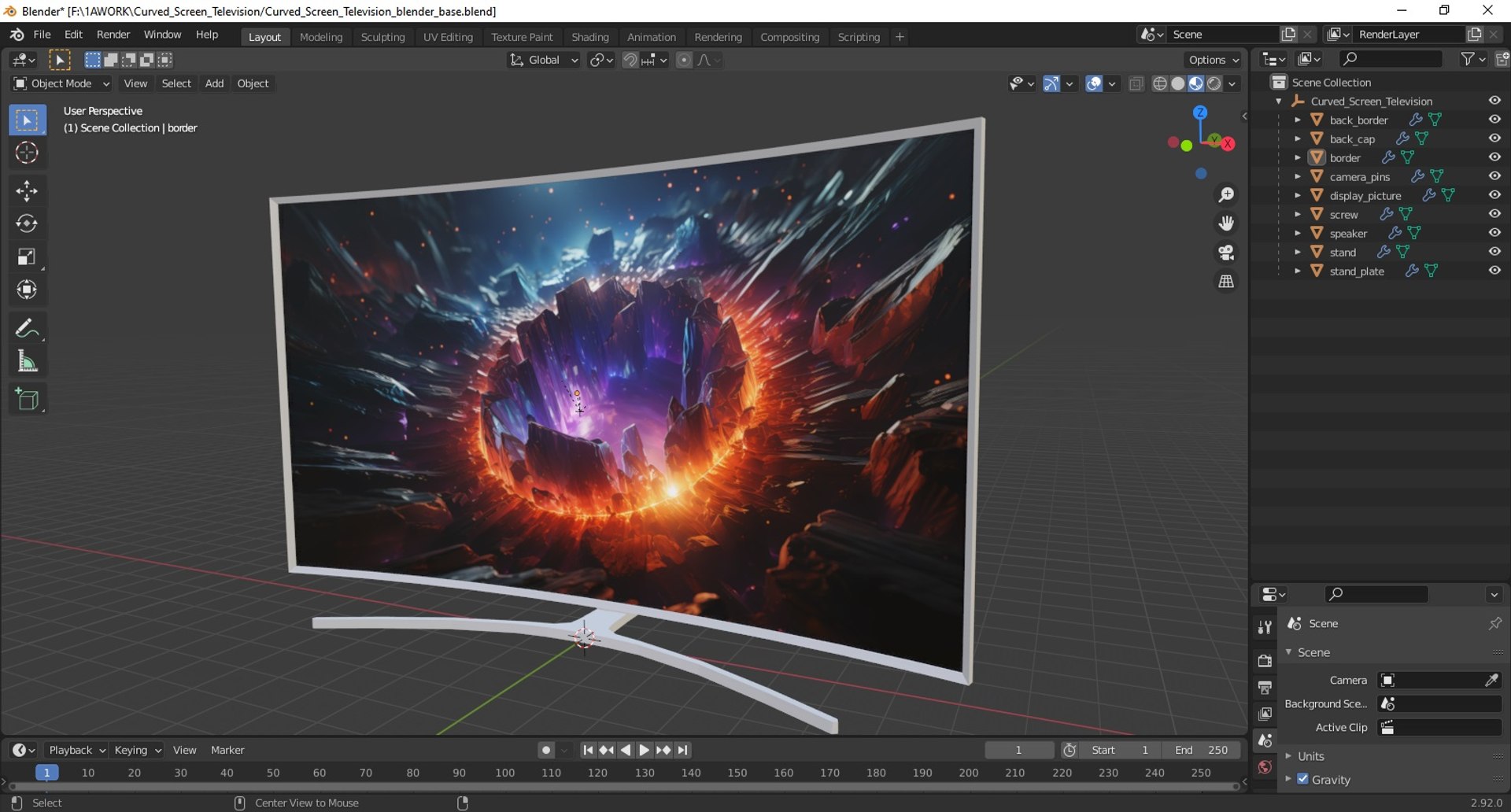 3D Curved Screen Television Model - TurboSquid 2245947