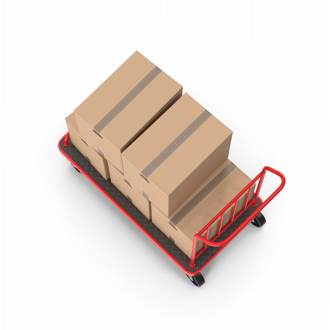 3D Roller Handcart With Cardboard Boxes - TurboSquid 2195832