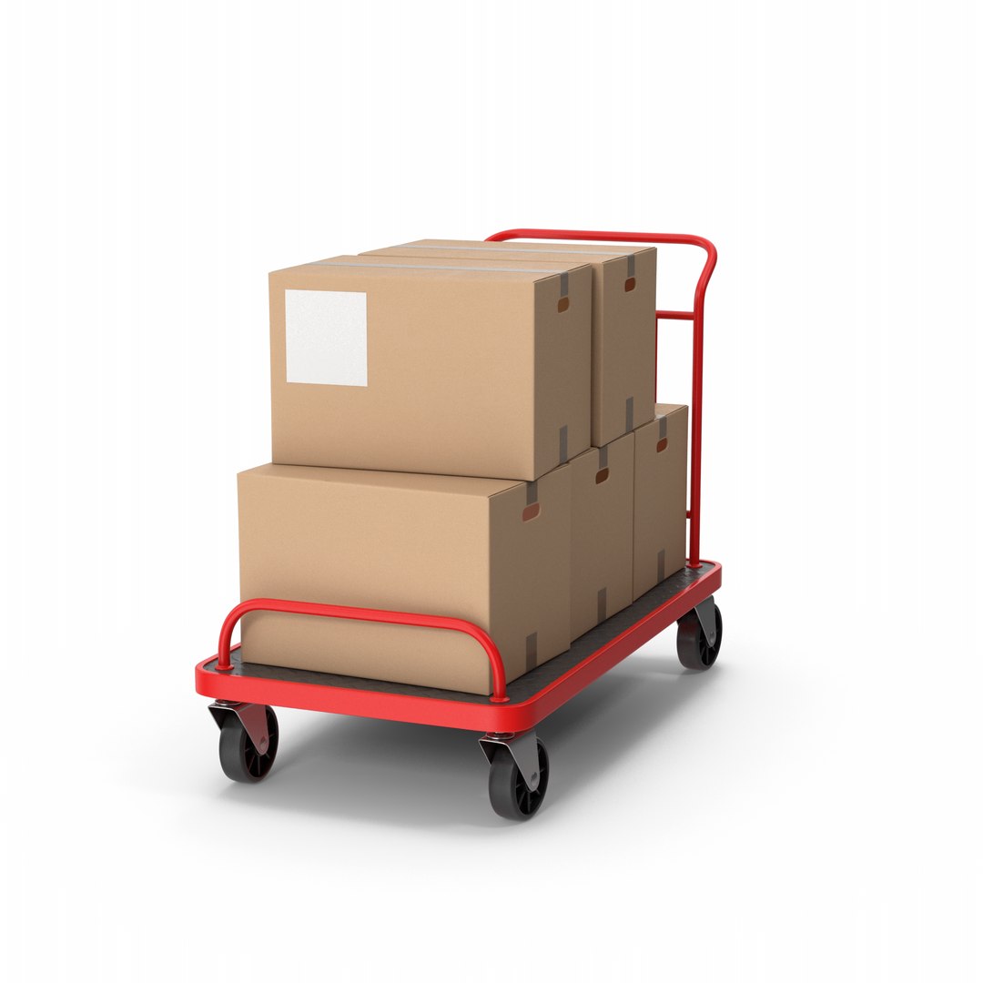 3D Roller Handcart With Cardboard Boxes - TurboSquid 2195832