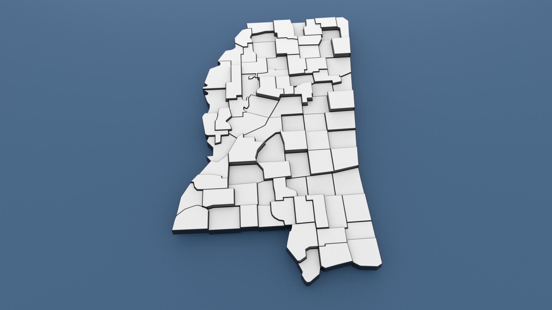 3D Mississippi Counties - Map Of United States Of America USA Model ...