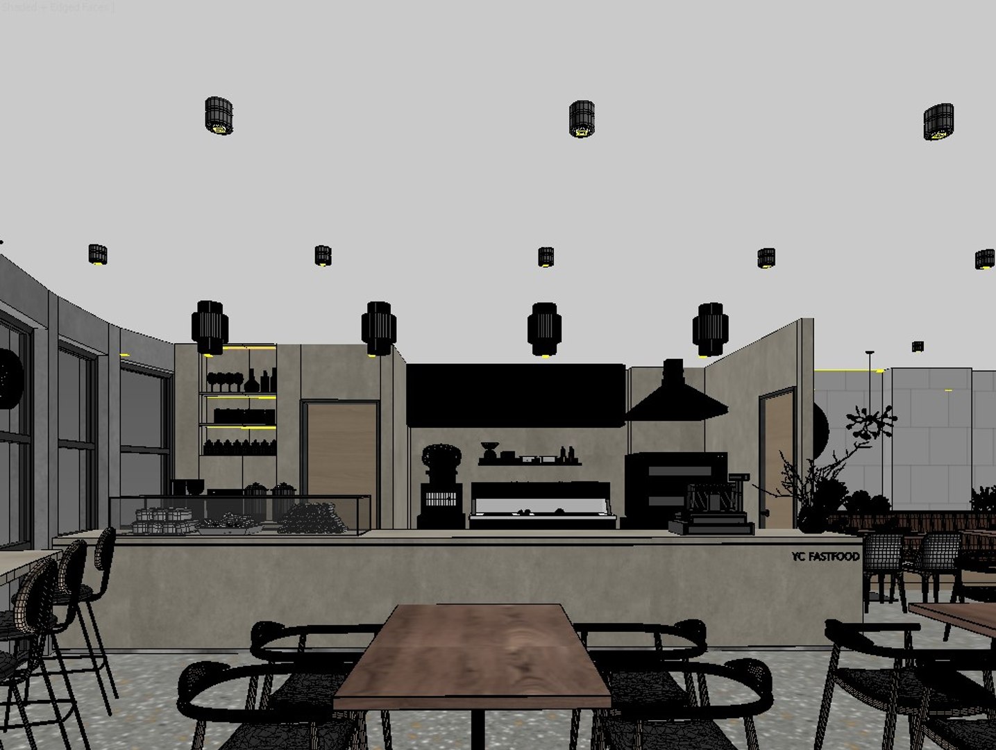 Fast Food Interior 3D Scene High-Quality Corona Render Ready 3D Model ...