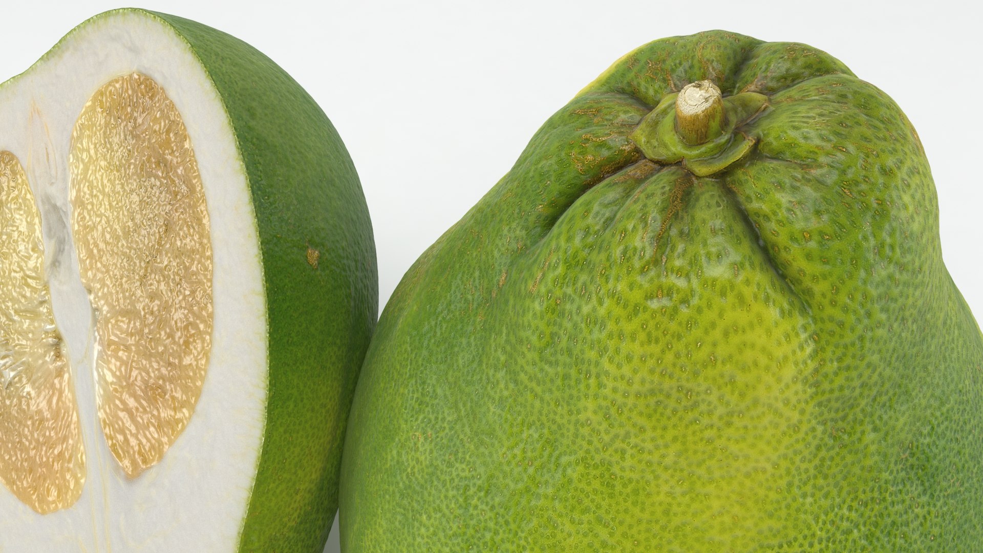 3D Model Whole And Half Cut Yellow Pomelo - TurboSquid 1860665