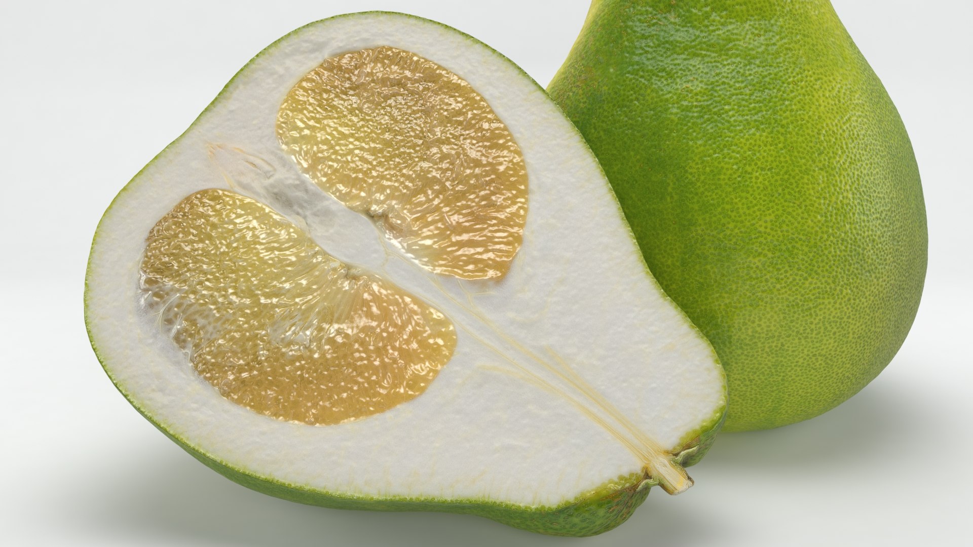3D Model Whole And Half Cut Yellow Pomelo - TurboSquid 1860665