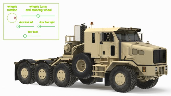 modèle 3D de Oshkosh Global HET A1 Transporter Desert Camo Rigged ...