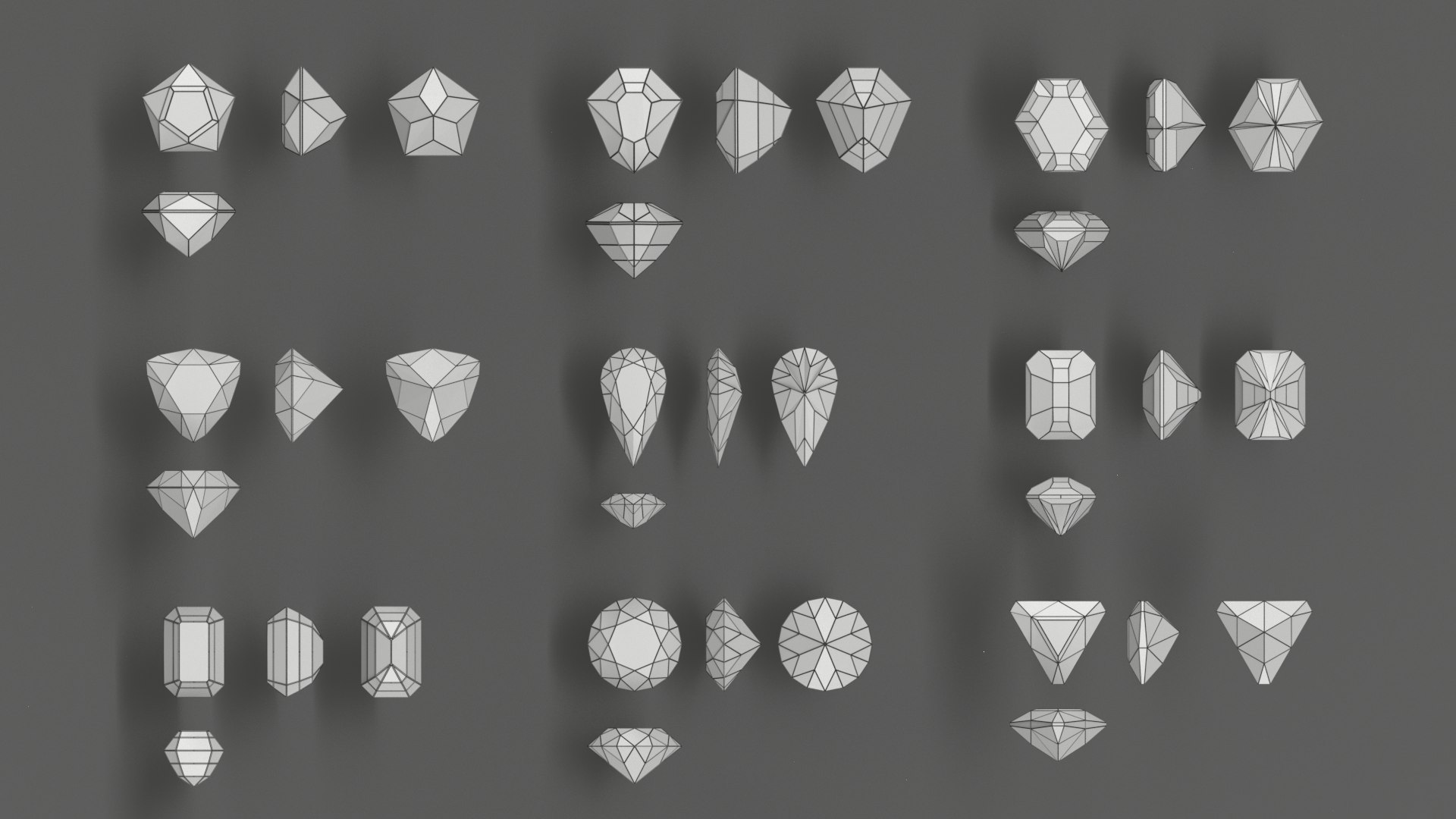 3D 9 Gem Cuts Model - TurboSquid 1360276