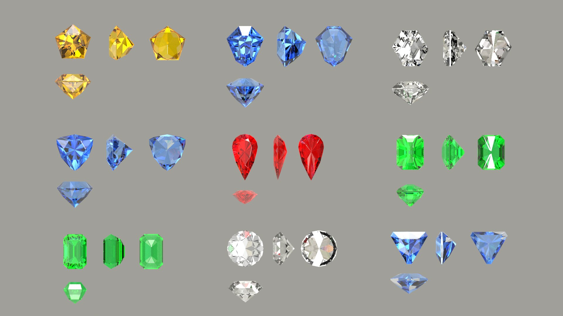 3D 9 Gem Cuts Model - TurboSquid 1360276