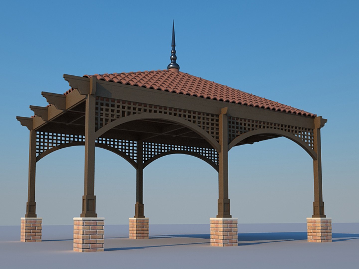 Wooden Pergola Roof Tiles 3d Model