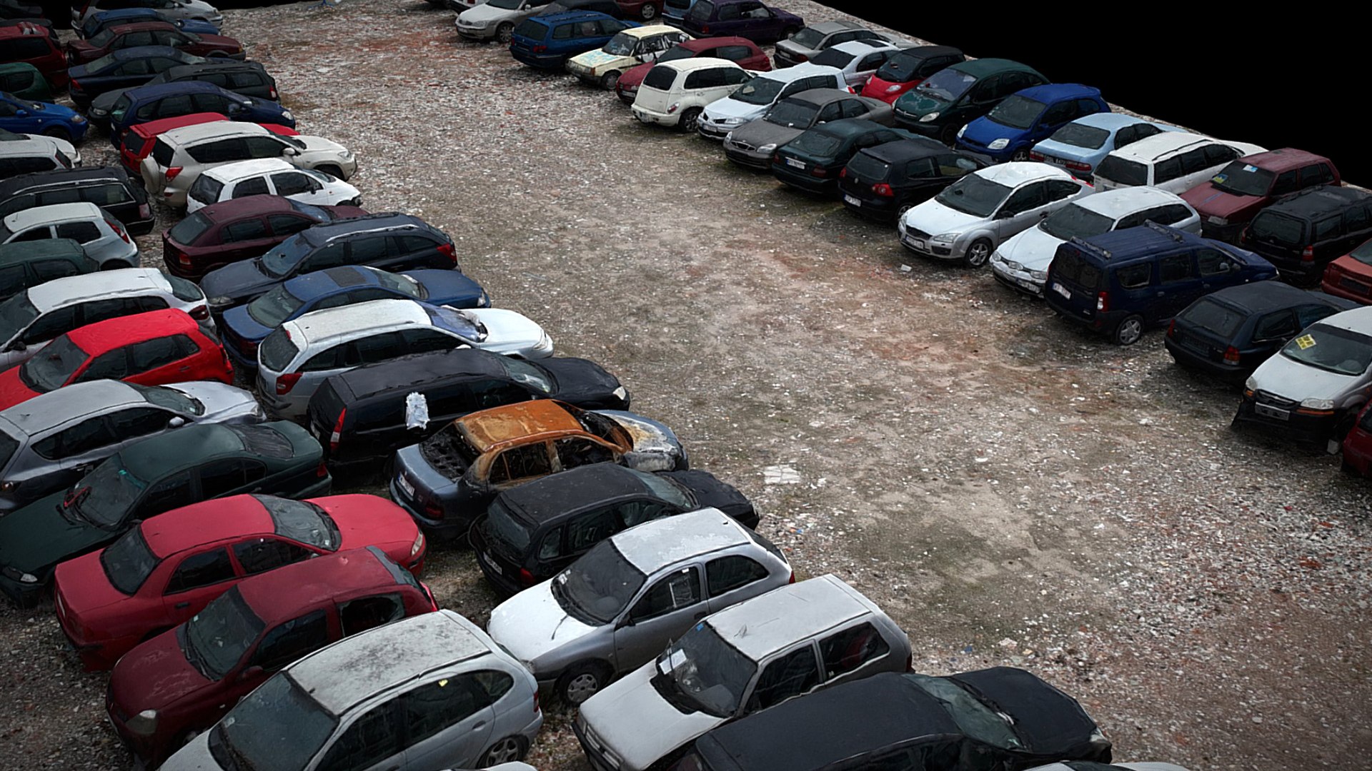 3D Cars Abandoned Parking Terrain Junkyard Part3 Drone Scan Model ...