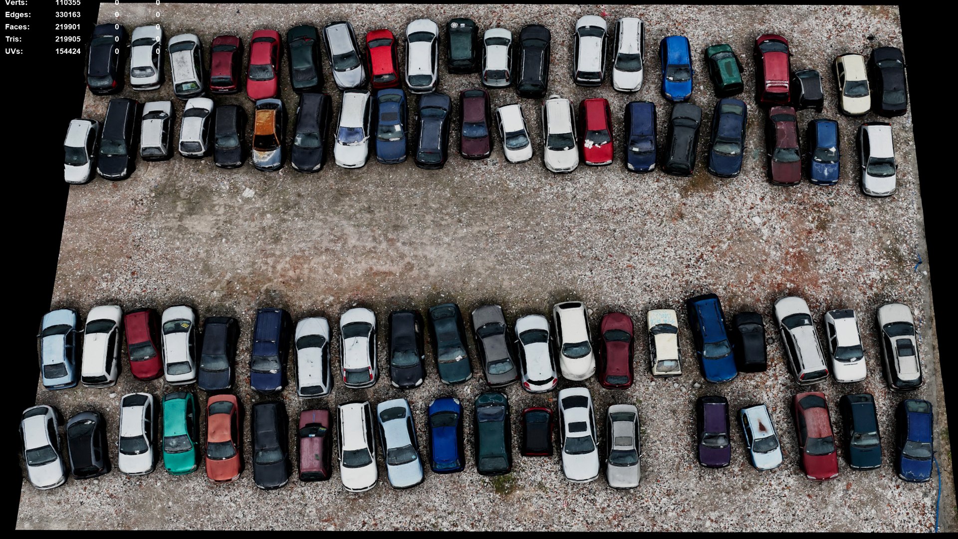 3D Cars Abandoned Parking Terrain Junkyard Part3 Drone Scan Model ...