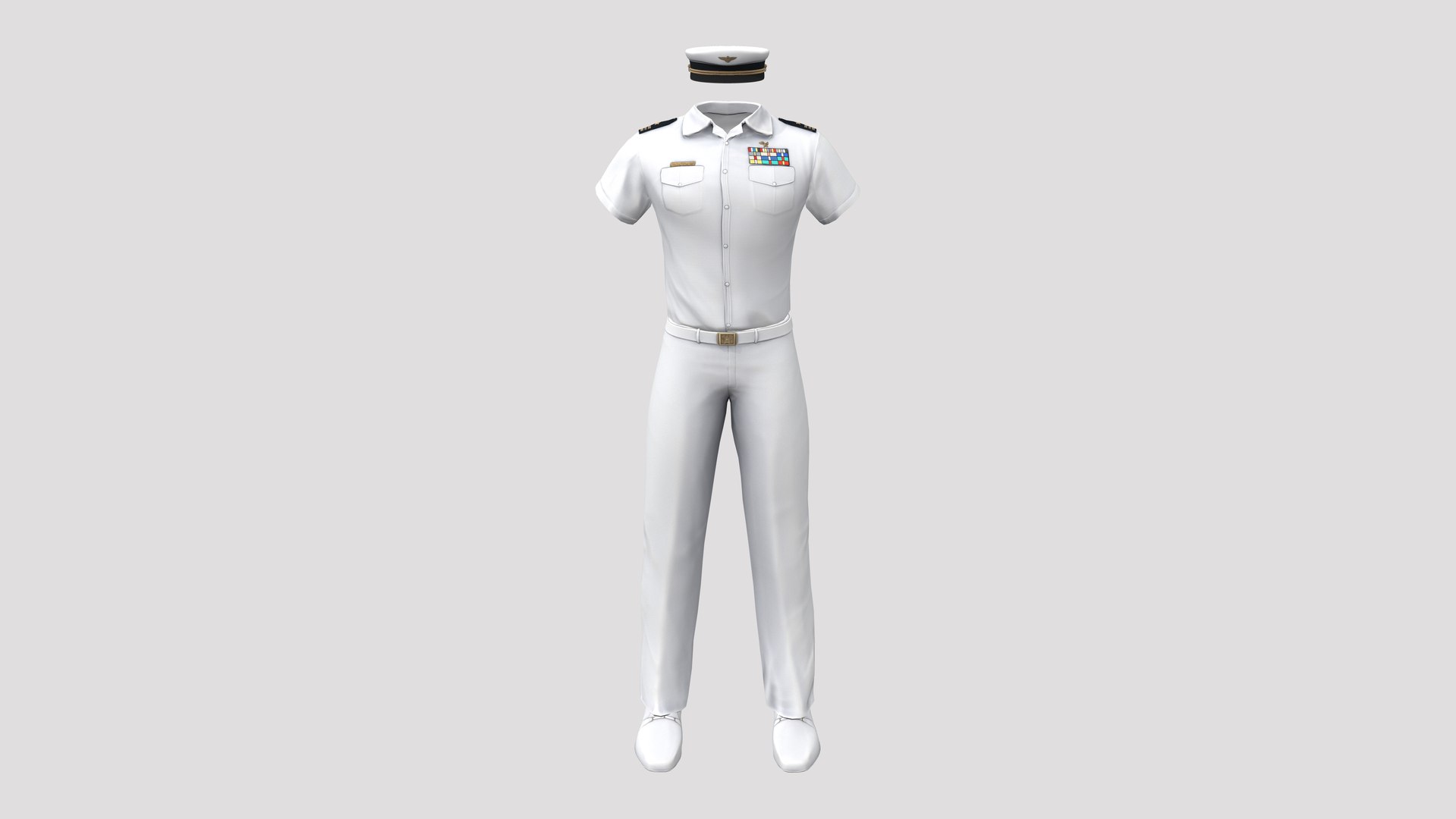 Men Summer White Navy Officer Military Uniform Outfit Model ...