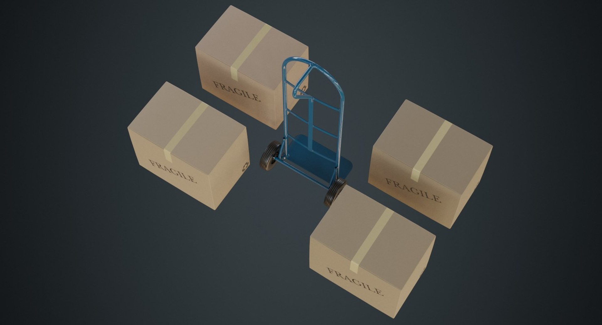 Hand Truck Boxes 4a 3D Model - TurboSquid 1418704
