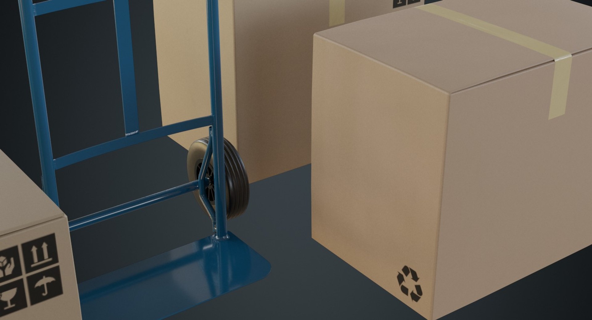 Hand Truck Boxes 4a 3D Model - TurboSquid 1418704