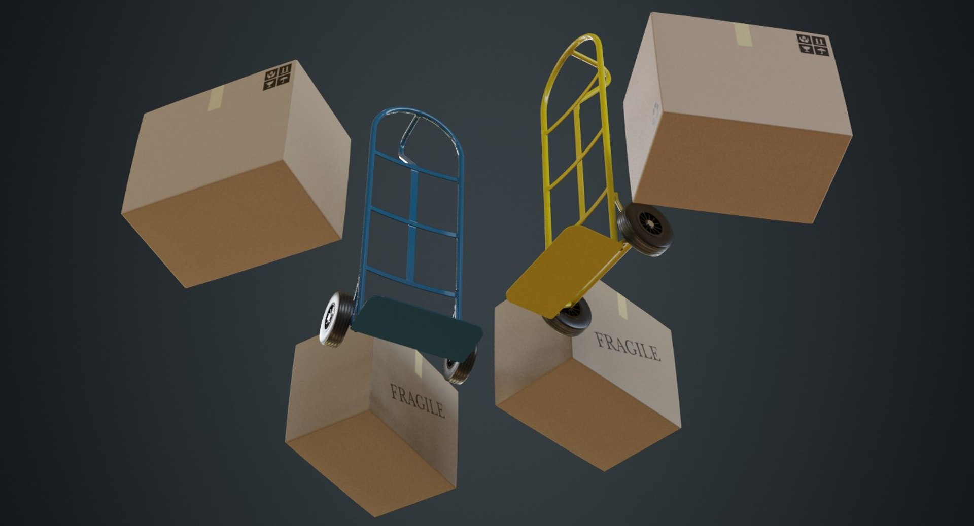 Hand Truck Boxes 4a 3D Model - TurboSquid 1418704