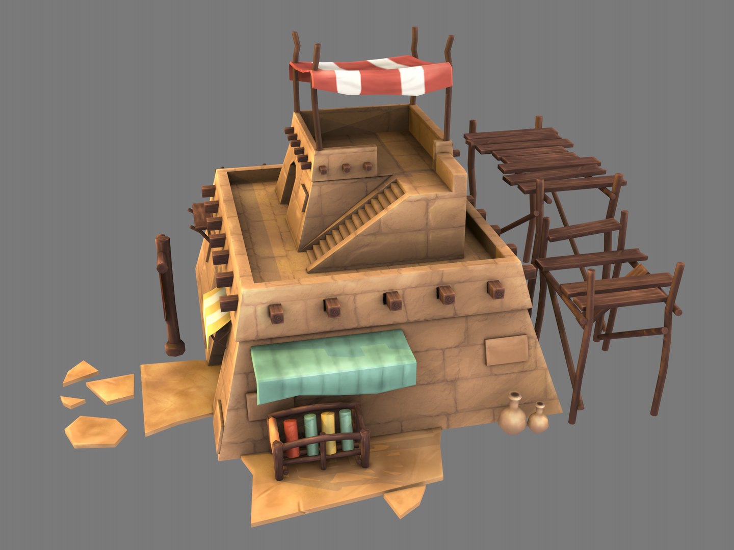 Stylized Fabric Shop 3D - TurboSquid 1470459