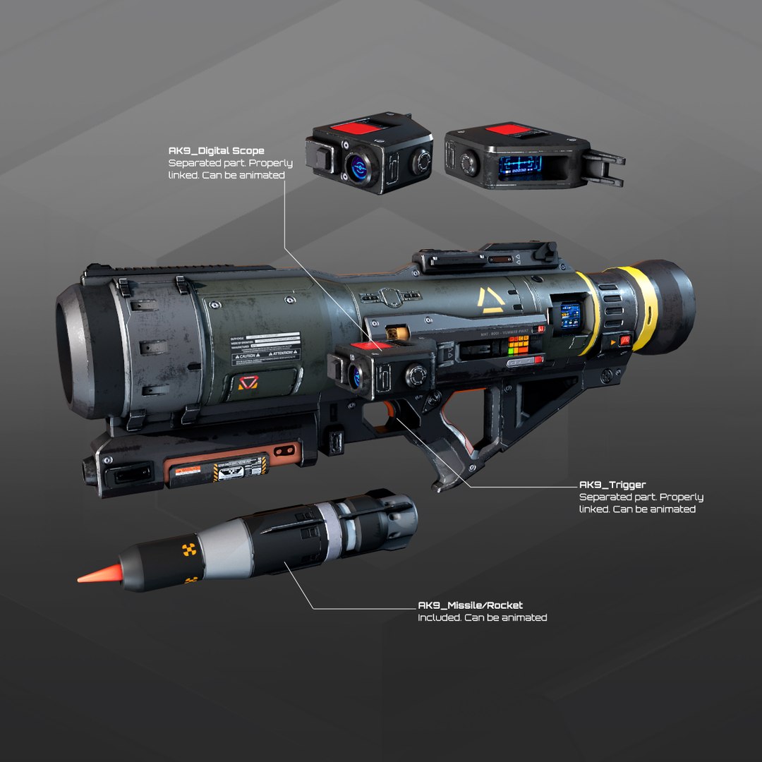3D Sf Rocket Launcher Ak9 Model - TurboSquid 1318458