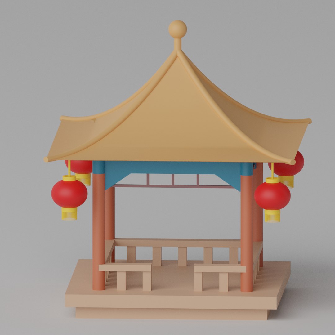 Cartoon Chinese Pavilion 3D Model - TurboSquid 2245117