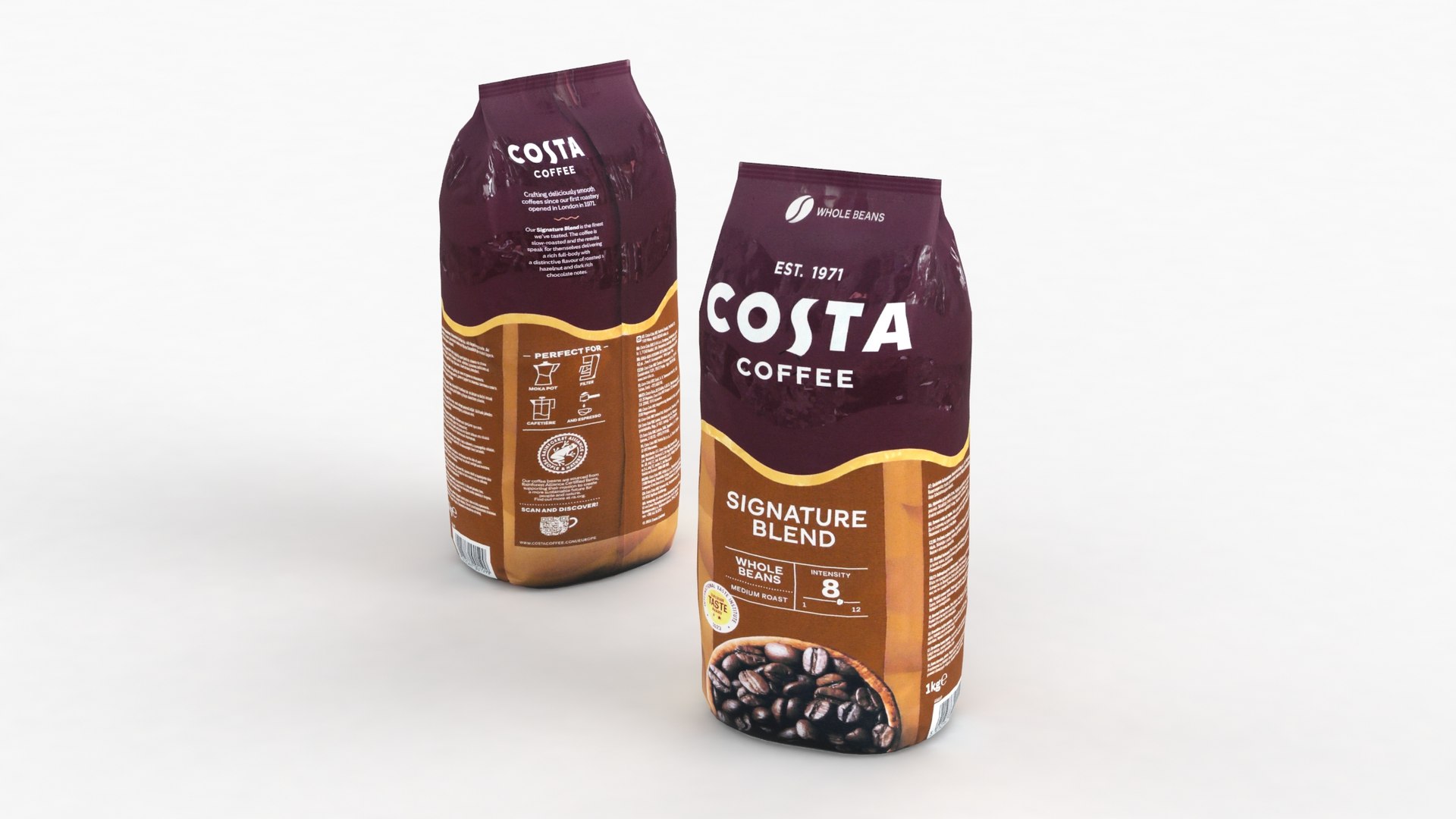 3D Coffe Bag Costa Signature Blend 1000g 2024 - TurboSquid 2287971