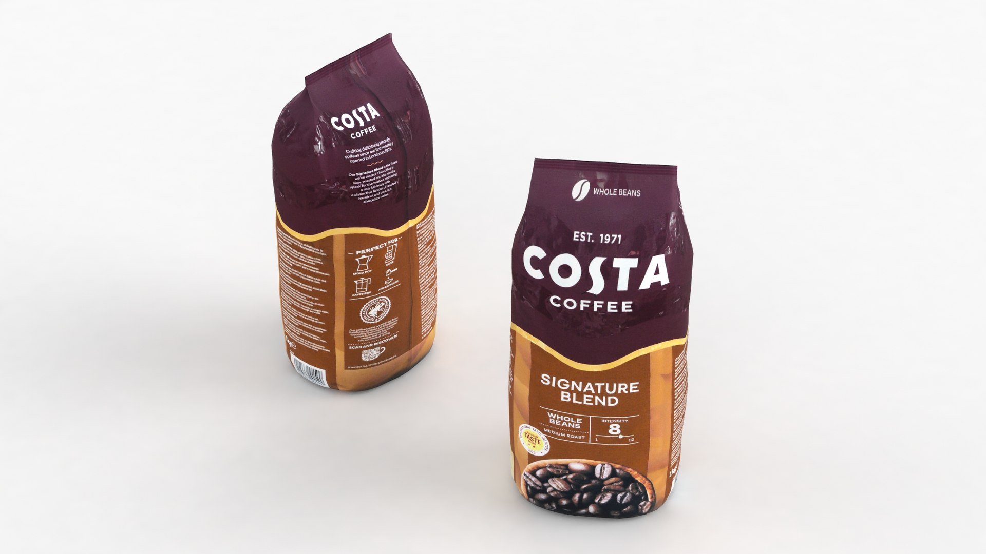 3D Coffe Bag Costa Signature Blend 1000g 2024 - TurboSquid 2287971