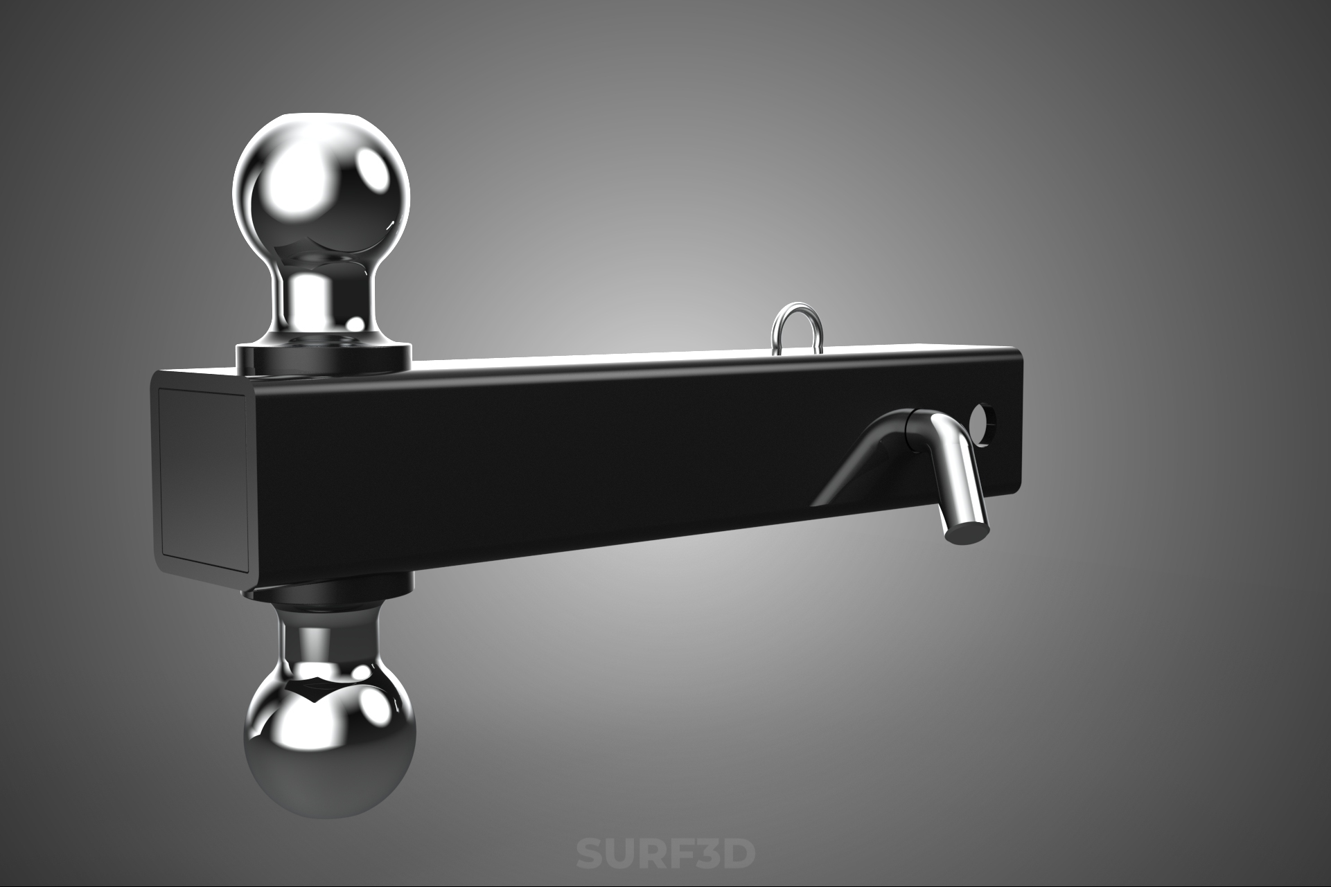 Modello 3D RIMORCHIO DI TRAINO REVERSIBILE CON ATTACCO A DOPPIA SFERA ...