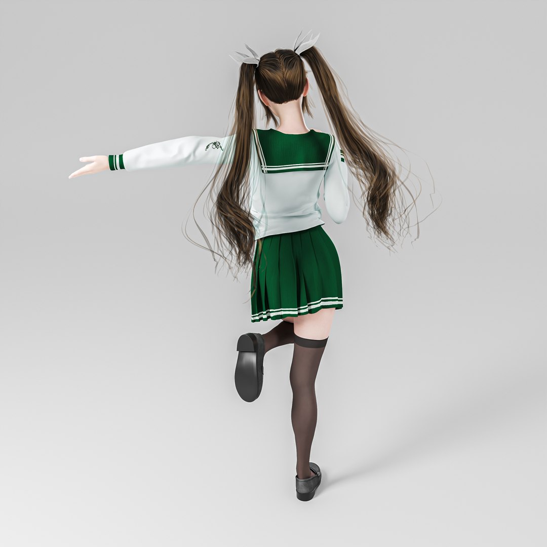 Female Students In Cute Poses 3D Model - TurboSquid 2201346