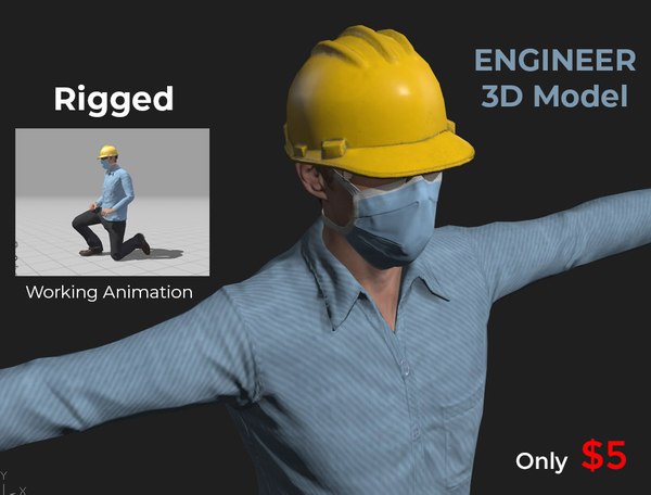 3D engineer mask workman laborer - TurboSquid 1559875