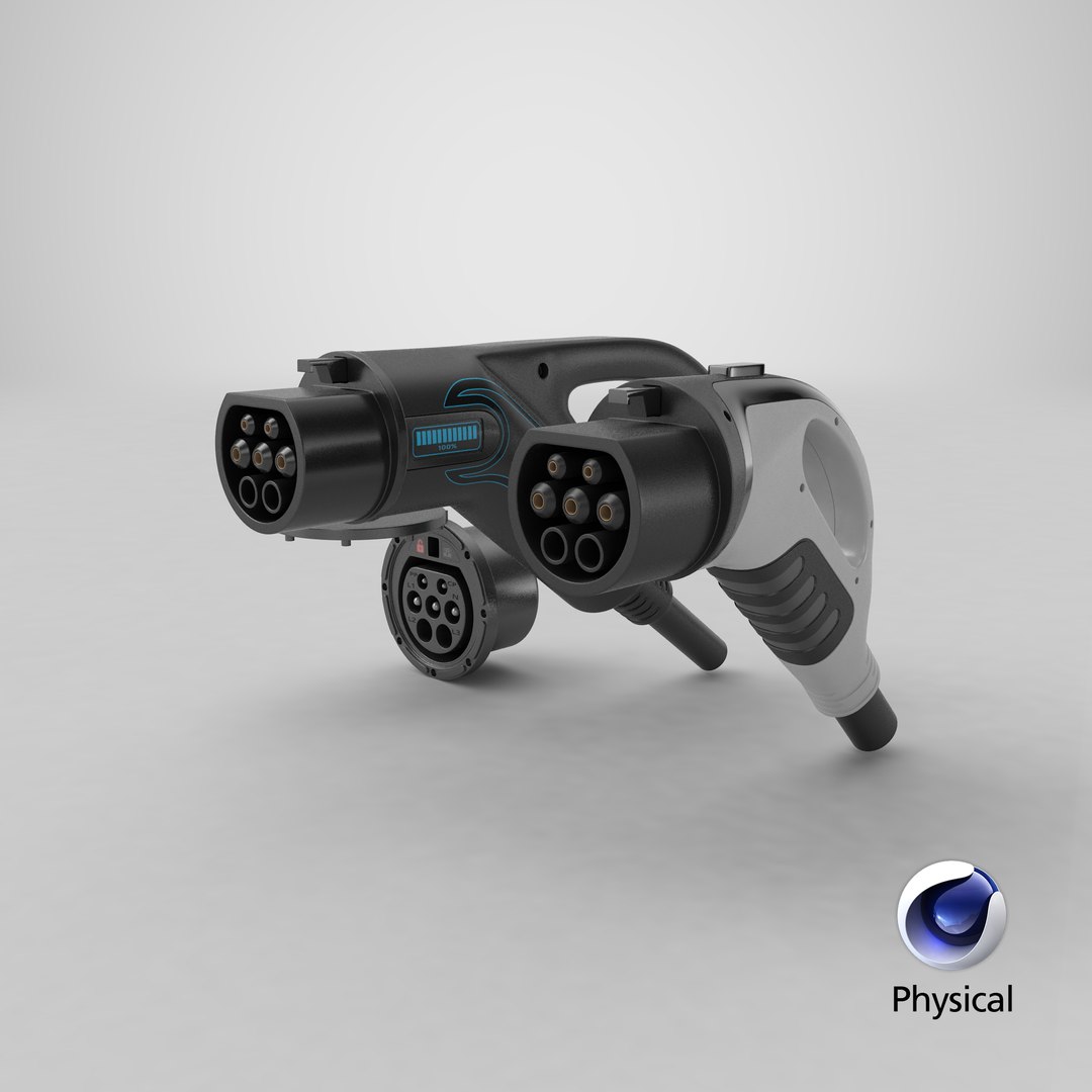 3D Two Detailed Electric Charger With Socket Model - TurboSquid 2021706