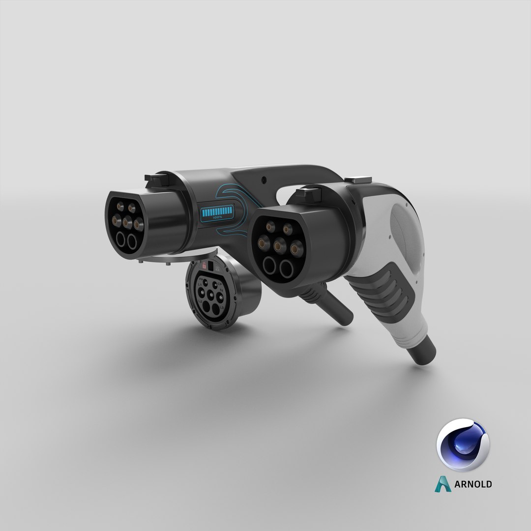 3D Two Detailed Electric Charger With Socket Model - TurboSquid 2021706