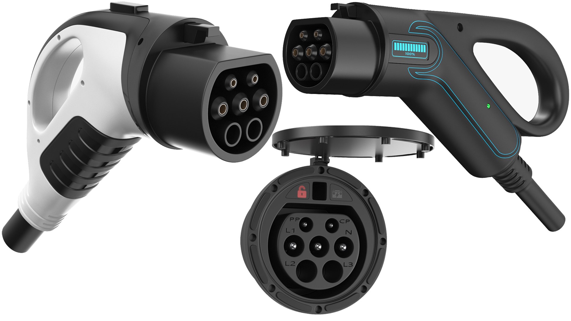 3D Two Detailed Electric Charger With Socket model - TurboSquid 2021706