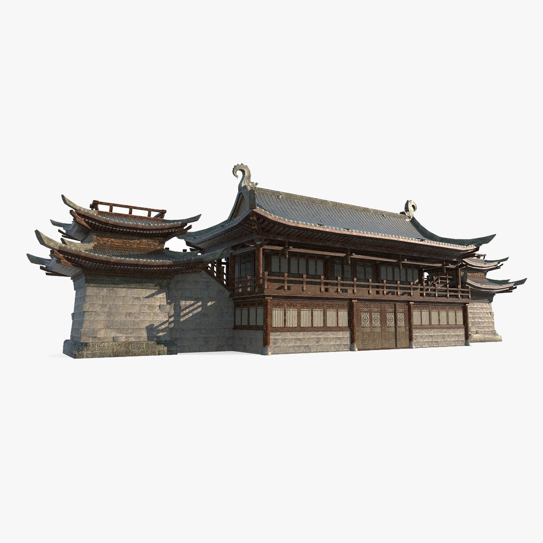 3D Ancient Asian Architecture Defense Palace Barracks Model ...