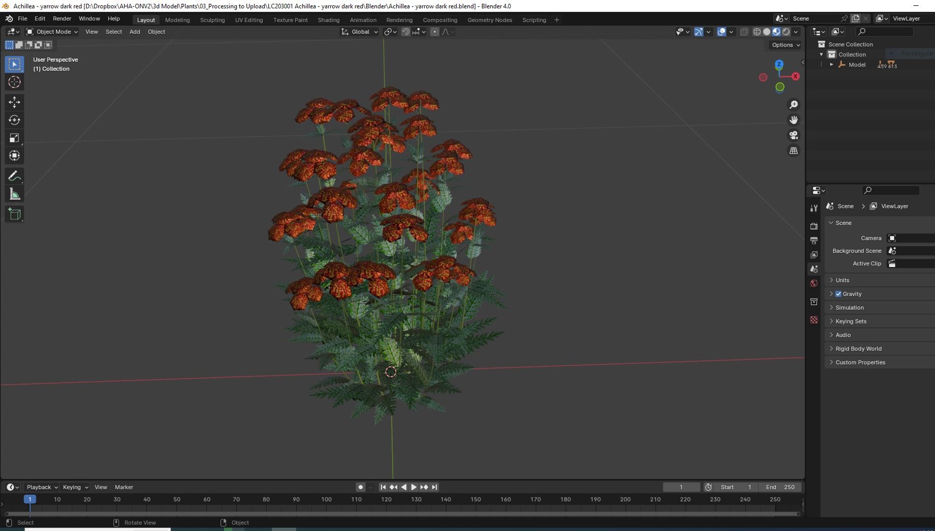 3D Achillea - Yarrow Dark Red - TurboSquid 2274395