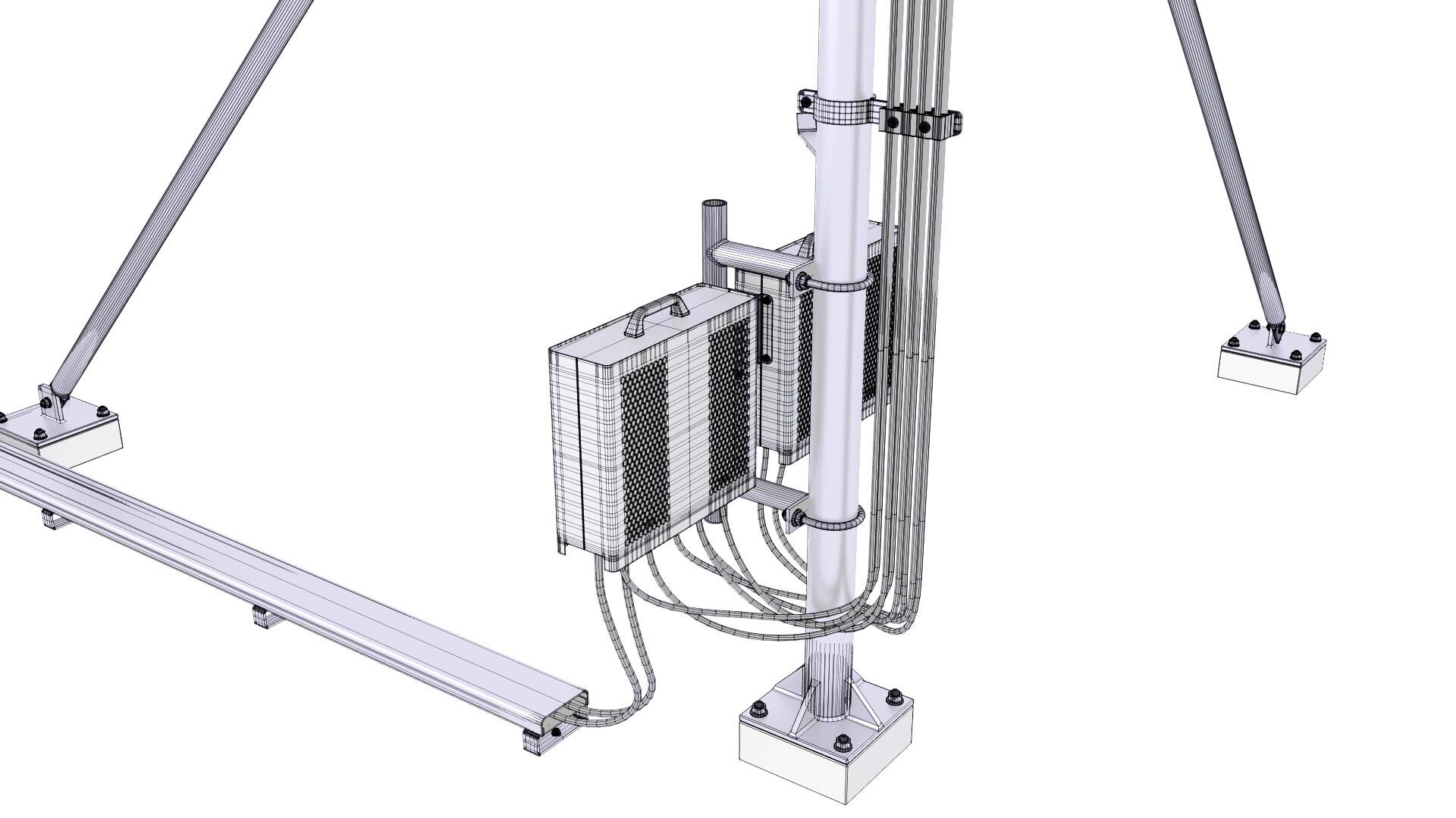 Roof Mobile Network Tower Station 66 And Base Station Box SET 3D Model ...