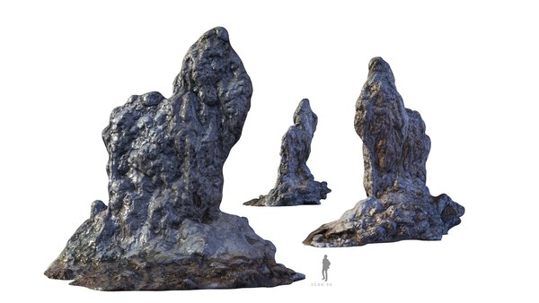 3d stone boulders scanned model