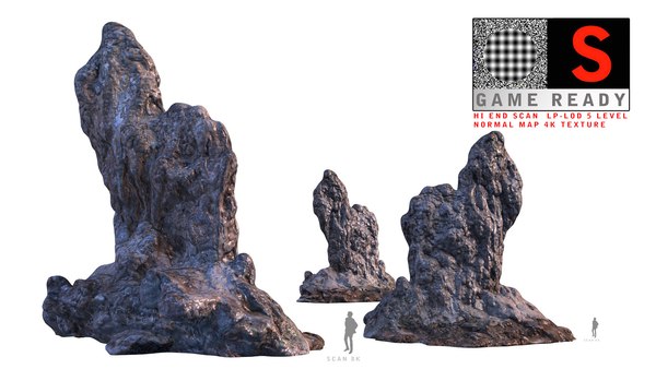 3d stone boulders scanned model
